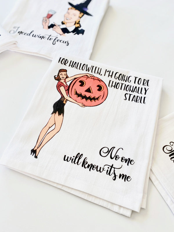 HALLOWEEN WITTY WOMEN FLOUR SACK DISH TOWELS – The Mad Padder